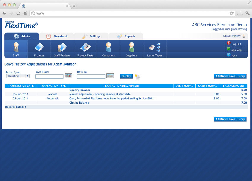 Flexitime, Credit Hours, Banked Hours & TOIL | Intertec TimePro